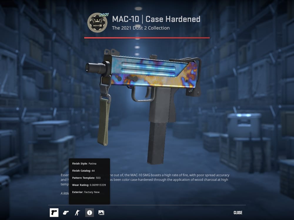 Mac-10 | Case Hardened Blue Gem Pattern Guide
