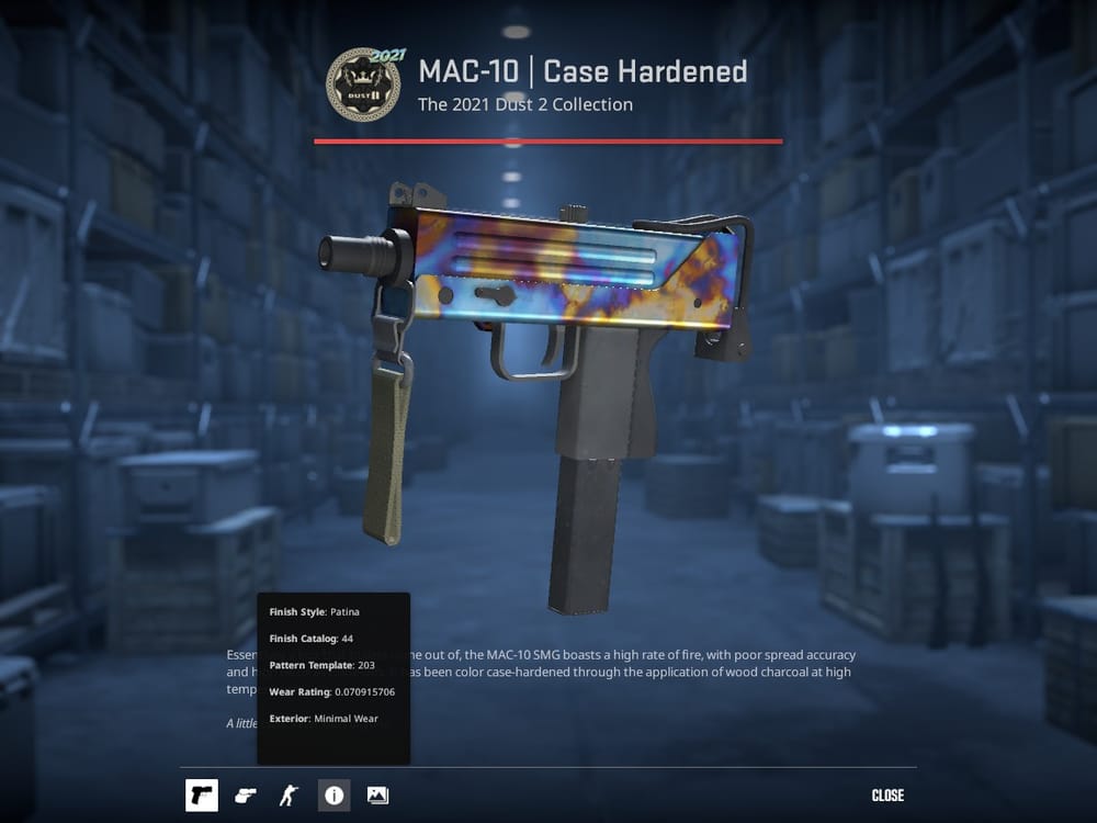 Mac-10 | Case Hardened Blue Gem Pattern Guide