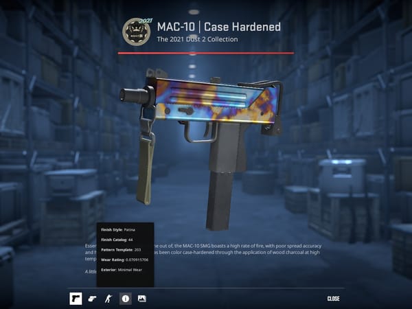 Mac-10 | Case Hardened Blue Gem Pattern Guide